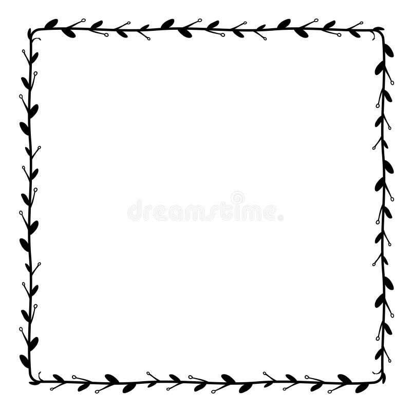 Square Sheet Frame Isolated Branches Flower Wreath Leaf Floral Vector ...