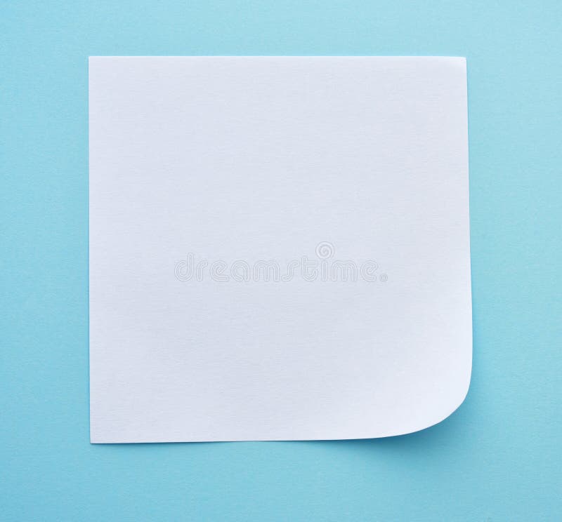 Square Sheet of Paper with a Bent Corner on a Blue Background Stock ...