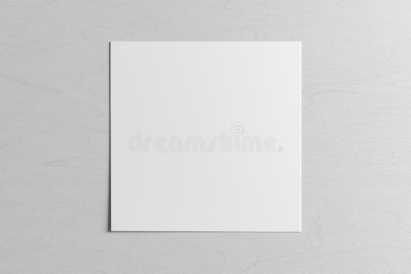 Square Sheet of Paper on the White Wooden Table Stock Illustration ...