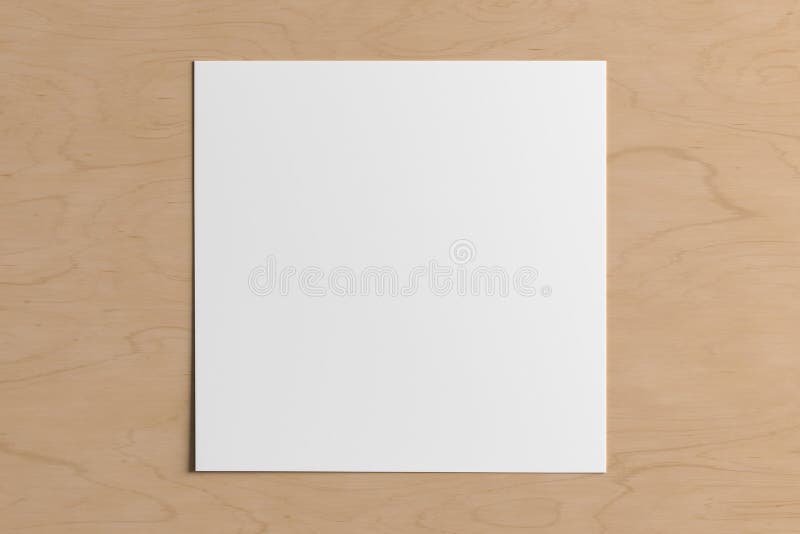 Square Sheet of Paper on the Wooden Table Stock Illustration ...
