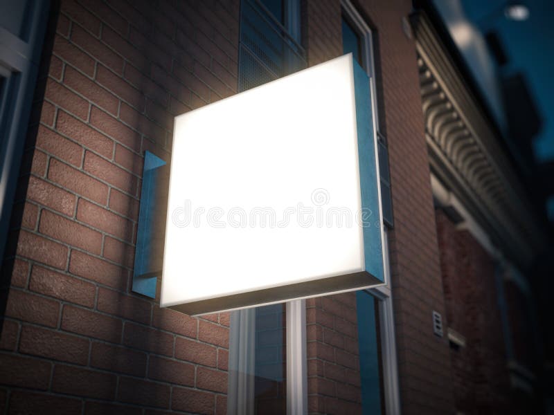 Square Signboard on the Building. 3d Rendering Stock Image - Image of ...