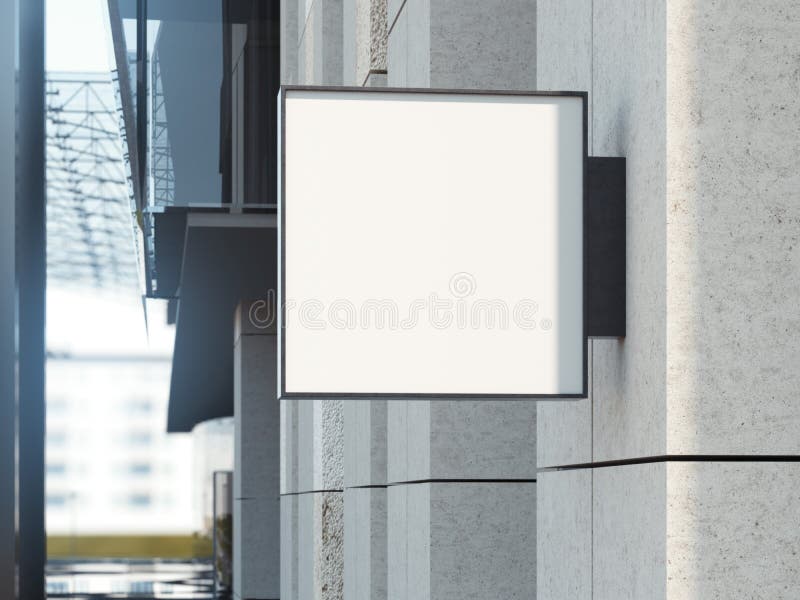 Square Signboard on a Office Building. 3d Rendering Stock Photo - Image ...