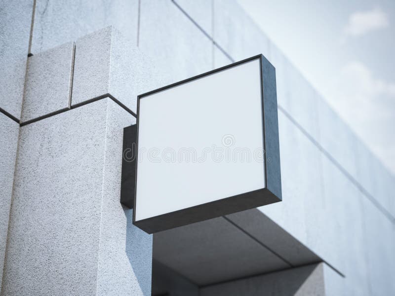 Square Signboard on the Office Building. 3d Rendering Stock Image ...