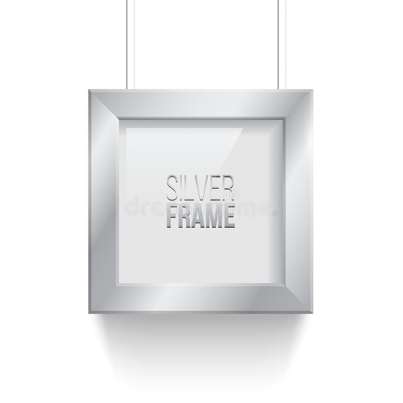 Silver Square Frame Isolated on Black Background. Vector Design Element ...