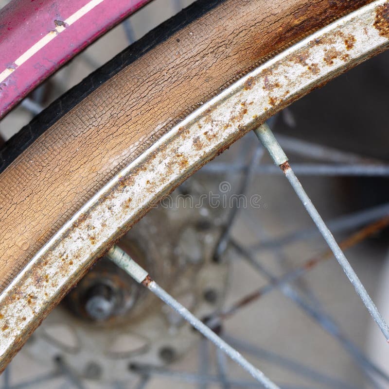 Square Size - Close-up of Vintage Bicycle Tire with Spokes and Rust ...
