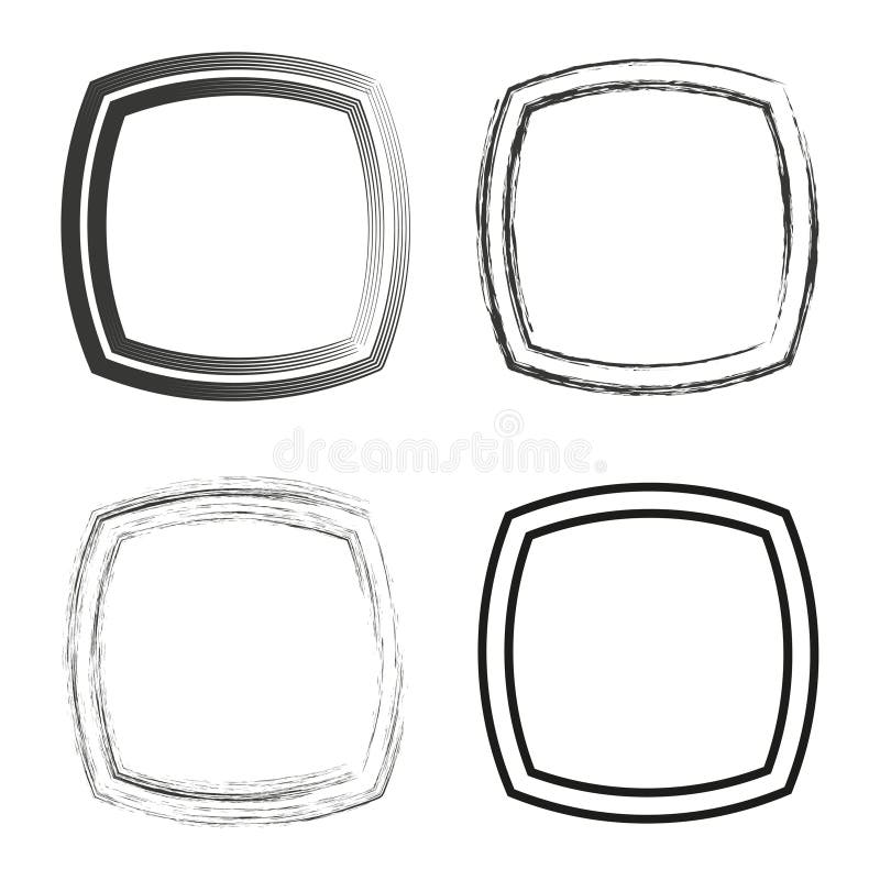 Square Sketch Frames. Text Box Vector. Artistic Frame Symbol. Abstract ...