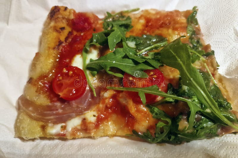 Square Slice of Hand Made Pizza Stock Photo - Image of homemade, basil ...