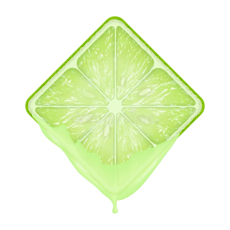 Square Slice of Lime with Fresh Juice. Stock Illustration ...