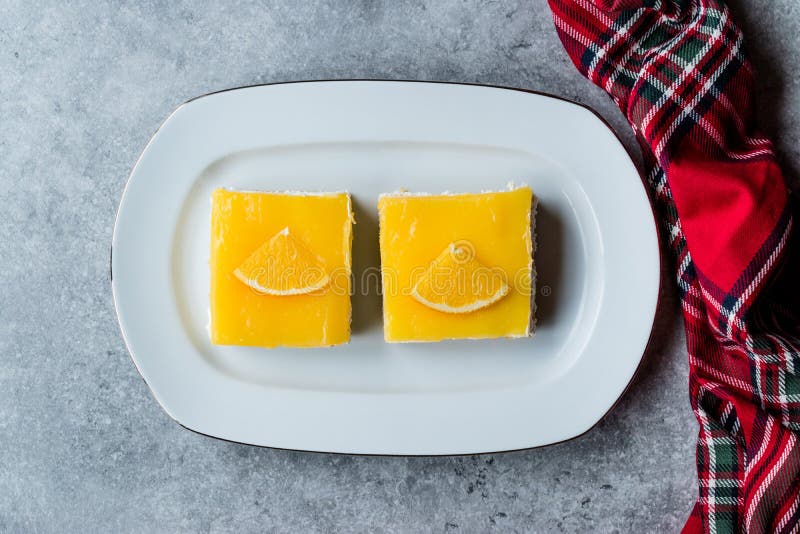 Square Slice of Orange Mascarpone Quark Cake Stock Image - Image of ...