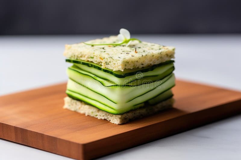 Square Sliced, Cucumber Sandwich on a Minimalist Board Stock Image ...