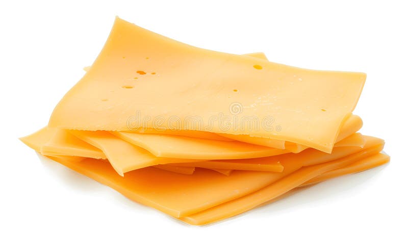Square Slices of Processed Cheese Isolated on White Background with ...