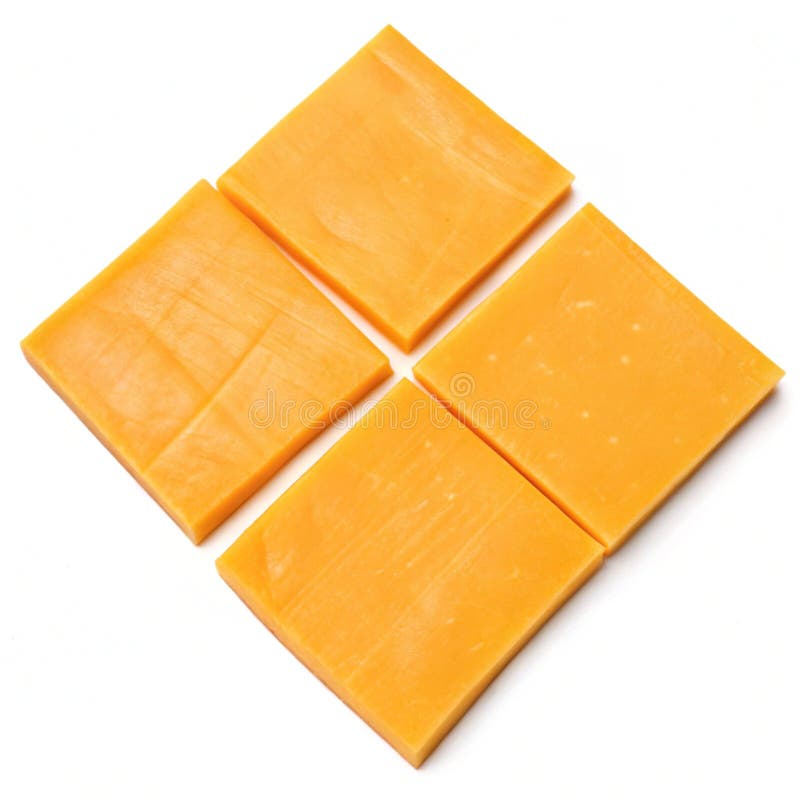 Square Slices of Processed Cheese Isolated on White Background Stock ...