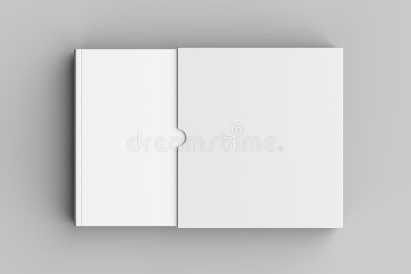 Square Slipcase Book Mock Up Isolated on Soft Gray Background. 3 Stock ...