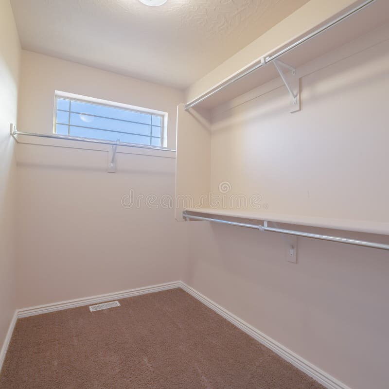 Square Small Empty White Room with Shelves Bright Interior Stock Image ...