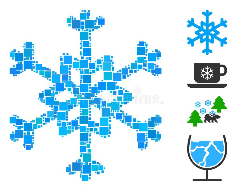 Square Snowflake Icon Vector Mosaic Stock Vector - Illustration of ...