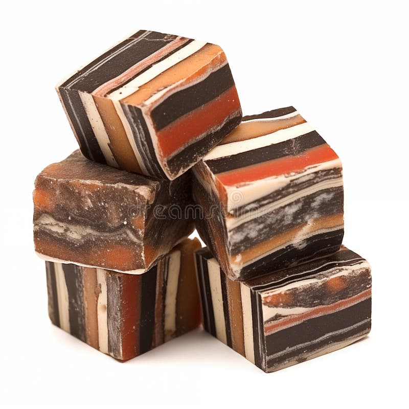 Square Soap Bars with a Striped Pattern of Brown, White and Black Stock ...