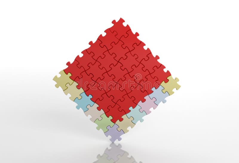 Square Solved Jigsaw Puzzle Stock Illustration - Illustration of ...