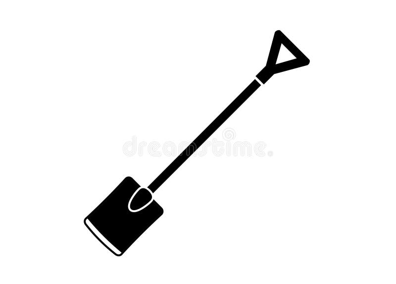 Square Spade Shovel. Simple Illustration in Black and White. Stock ...
