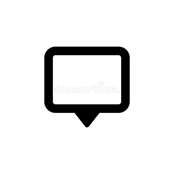 Square Speech Bubble Icon with Black Outline for Communication Design ...