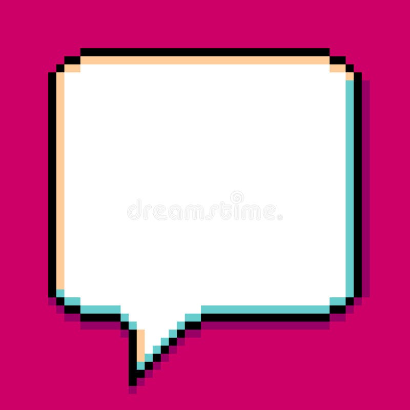 Square Speech Bubble Pixel Art Doodle Style Blank Text Box on Bright ...