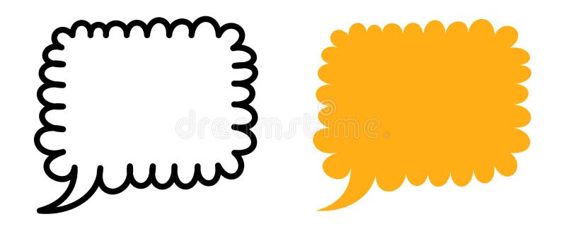 Square Speech Bubbles with Wavy Edges in Black and Orange Stock Vector ...