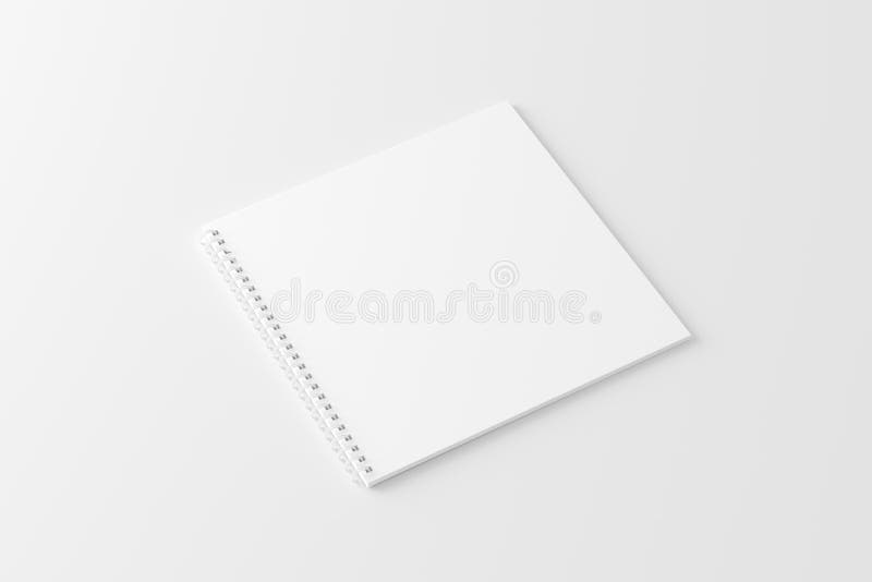 Square Spiral Notebook Notepad White Blank 3D Rendering Mockup Stock ...