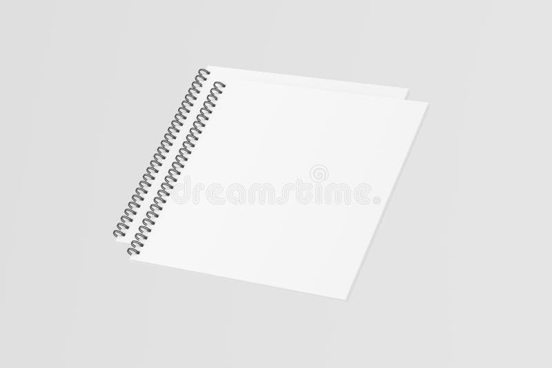 Square Spiral Notebook Notepad White Blank 3D Rendering Mockup Stock ...