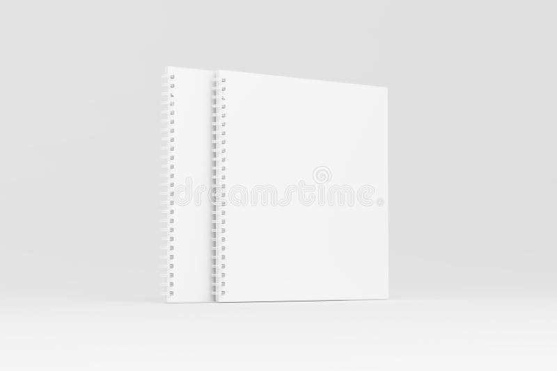 Square Spiral Notebook Notepad White Blank 3D Rendering Mockup Stock ...