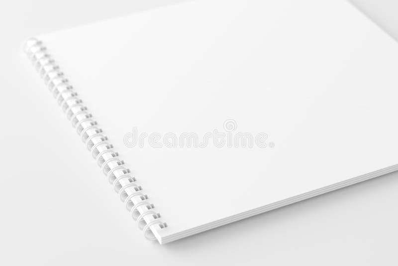 Square Spiral Notebook Notepad White Blank 3D Rendering Mockup Stock ...