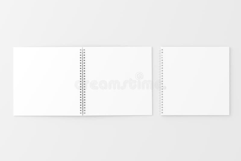 Square Spiral Notebook Notepad White Blank 3D Rendering Mockup Stock ...