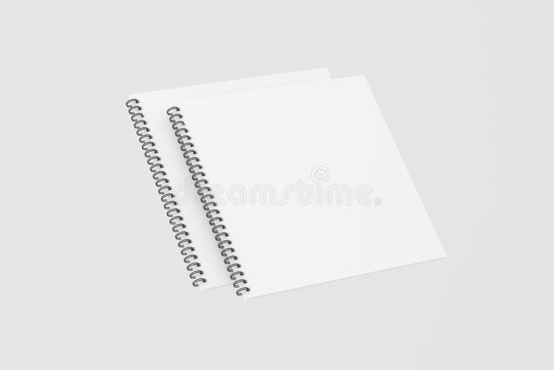 Square Spiral Notebook Notepad White Blank 3D Rendering Mockup Stock ...
