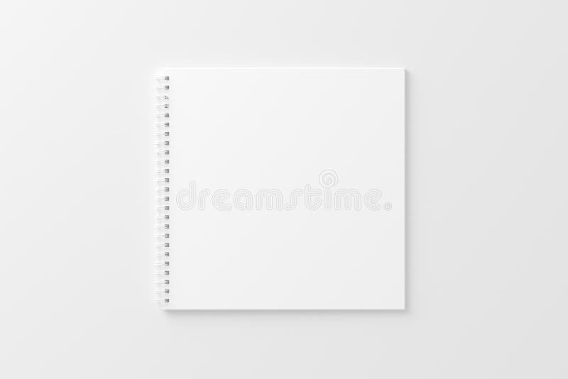 Square Spiral Notebook Notepad White Blank 3D Rendering Mockup Stock ...