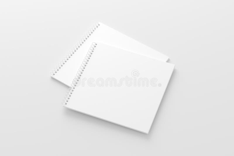 Square Spiral Notebook Notepad White Blank 3D Rendering Mockup Stock ...