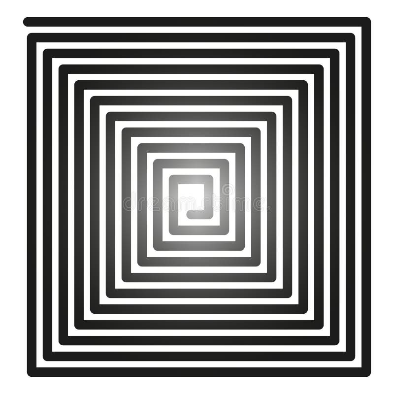 Square Spiral Pattern. Black and White Vector. Geometric Design Symbol ...