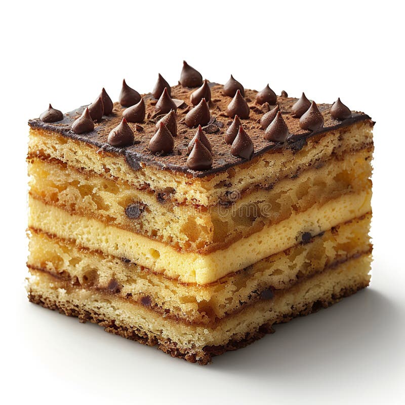 A Square Sponge Cake on a White Background, Showing Off Its Softness ...