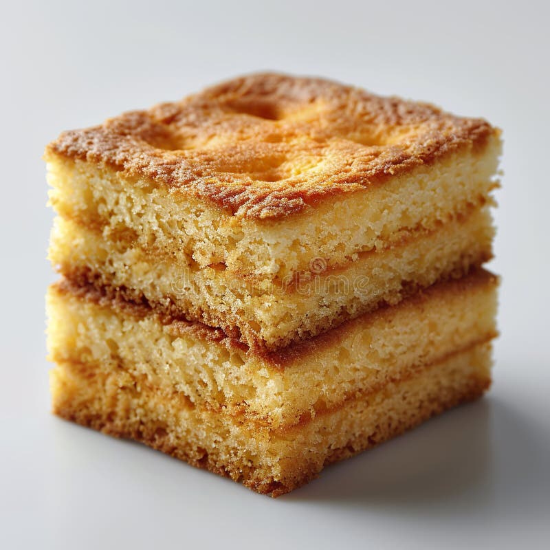 A Square Sponge Cake on a White Background, Showing Off Its Softness ...