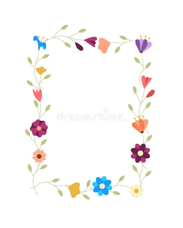 Square Spring Floral Frame Flat Style Stock Vector - Illustration of ...
