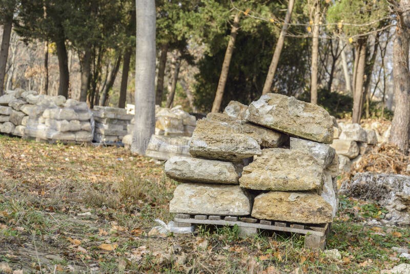 Square Stack of Stone Slabs Stock Photo - Image of building, muted ...