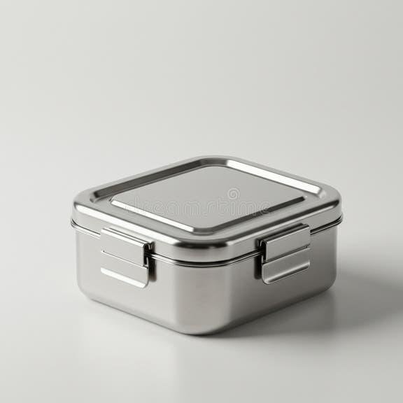 Square Stainless Steel Container with a Smooth, Reflective Surface. it ...