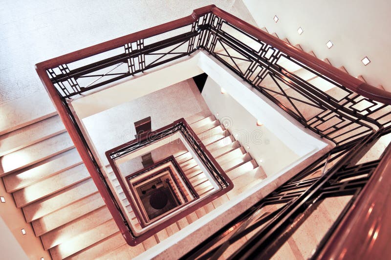Square Staircase Perspective Stock Image - Image of upstairs, stairway ...