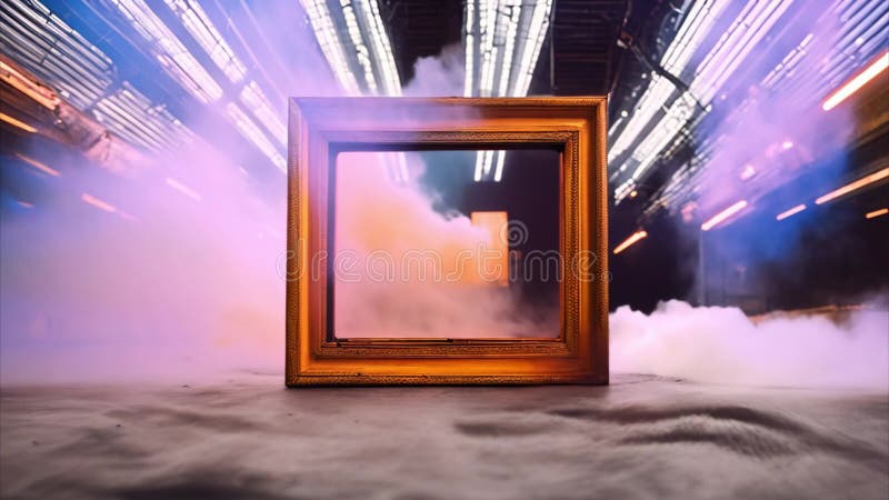 Square Standing Gold Frame from a Painting Around Lighting. and ...