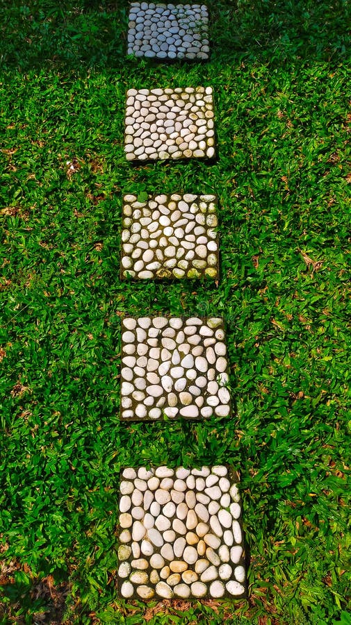 Square Stepping Stone Used Pathway on the Grass at Home Garden or Park ...