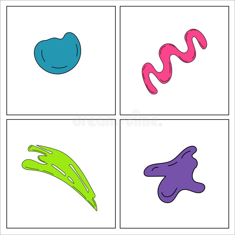 Square Stickers with Bright Spots of Paint. Cartoon Style. Vector Spots ...