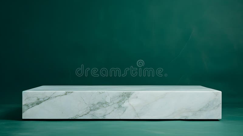 Square Stone Podium in Front of a Emerald Studio Background. White ...
