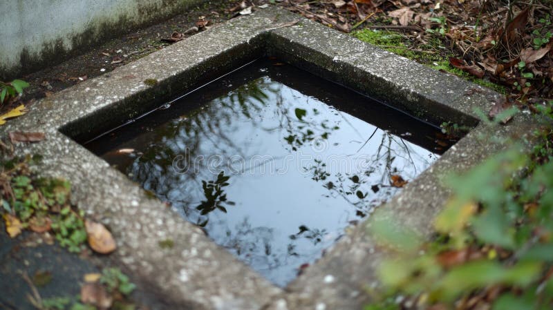 Square Stone Pool with Dark Water Reflection Stock Illustration ...
