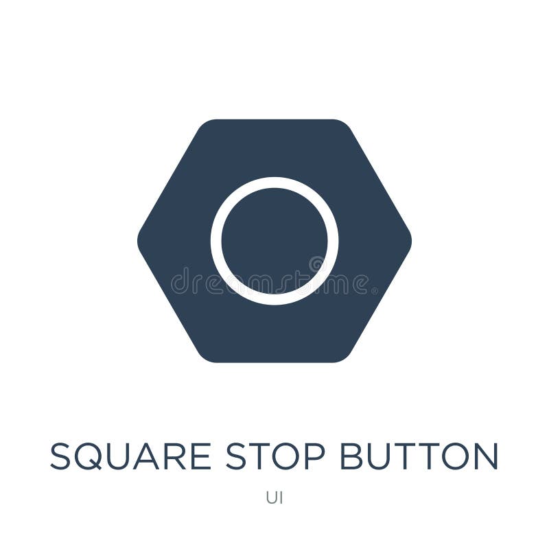 Square Stop Button Icon In Trendy Design Style. Square Stop Button Icon ...
