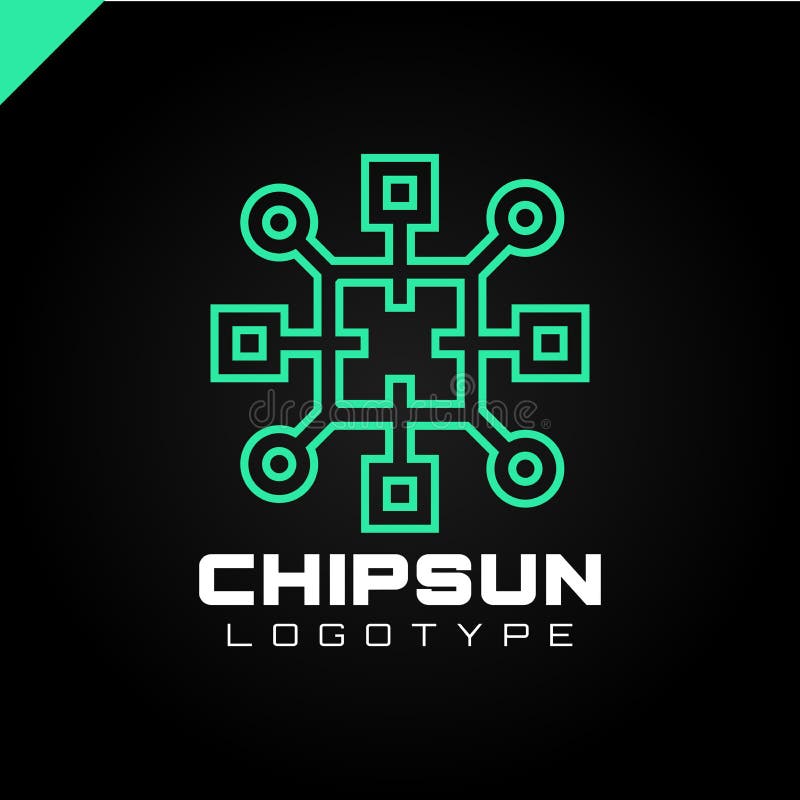 Square Sun Chip Integrate Technology Element Icons Business Logo Stock ...