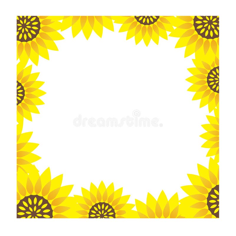 Square Sunflower Frame with Text Space. Stock Illustration ...