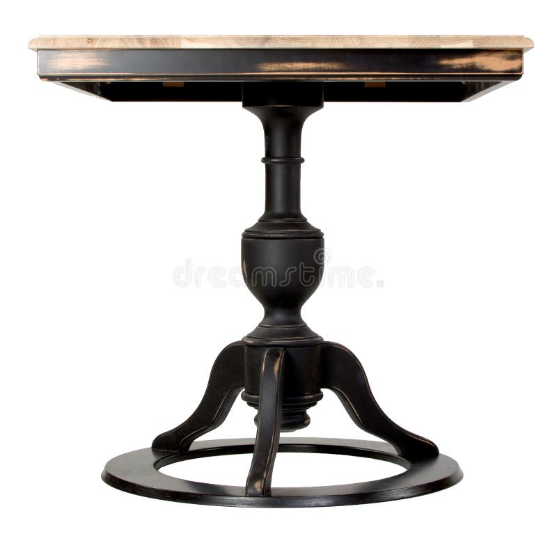 Square Table with a Central Black Curly Leg with a Round Base Stock ...
