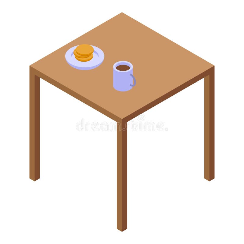 Square Table with Coffee and Cookies Representing Breakfast Time Stock ...